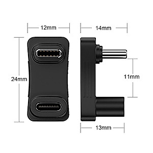 AreMe 180 Degree Angle USB C Adapter 2 Pack, 180° U Shape Male to Female 10Gbps PD 100W Adapter Compatible with Steam Deck, Switch, Laptop, Tablet, Phone and More Type C Devices