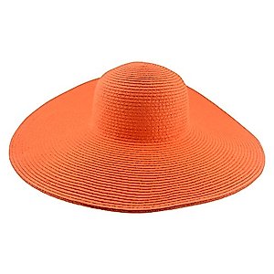 Wowlife Wide Brim Roll-up Big Beautiful Solid Color Floppy Hat (Orange)