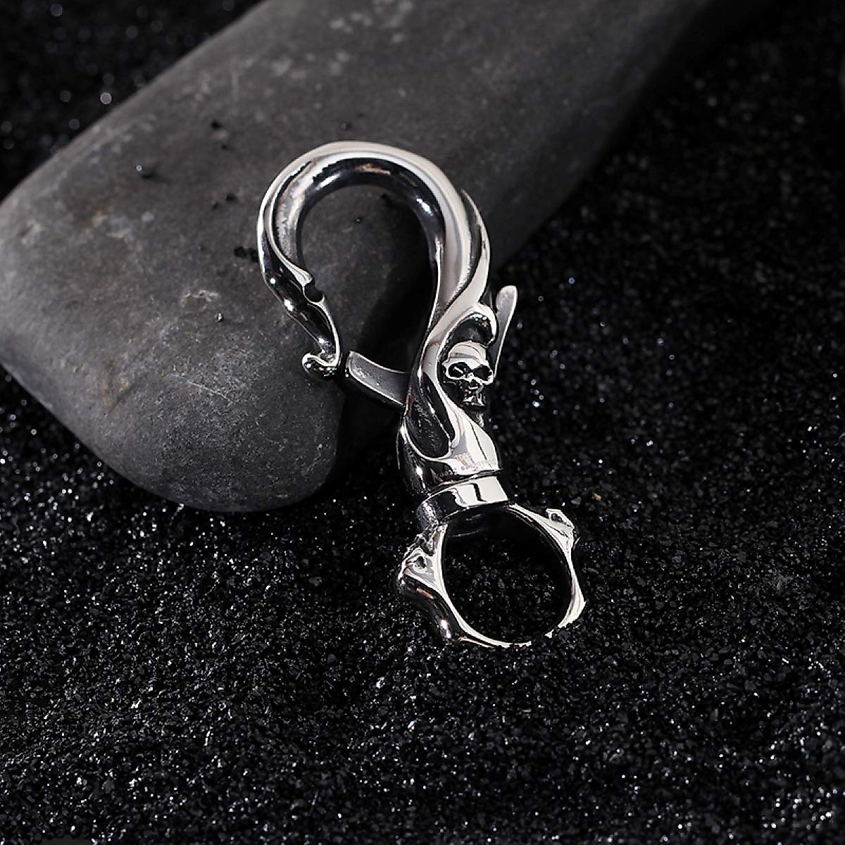 Birch & Bliss 316L Stainless Steel Swivel Skull Keychain | Keyring - Blackstatic Collection | Graduation & Fathers Day - Gifts For Men