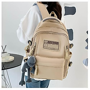 DUNBRI Large Capacity Backpack Waterproof Activity Backpack Women Laptop Backpack Men Fashion Gym Backpack Travel Bag (Khaki)