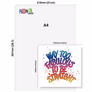 Punkcards – Gay Birthday Card – ‘Way Too Fabulous To Be Straight' – LGBT Lesbian – Lesbian Birthday Card – Gay Birthday Cards – LGBTQ for Her or Him – Pride Birthgay