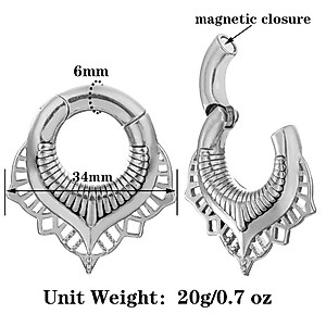 Casvort 2 PCS Hypoallergenic 316 Stainless Steel Floral Trendy Ear Hangers Ear Weight Gauges 2g Body Jewelry 6mm Women Piercing Plugs Pair Selling