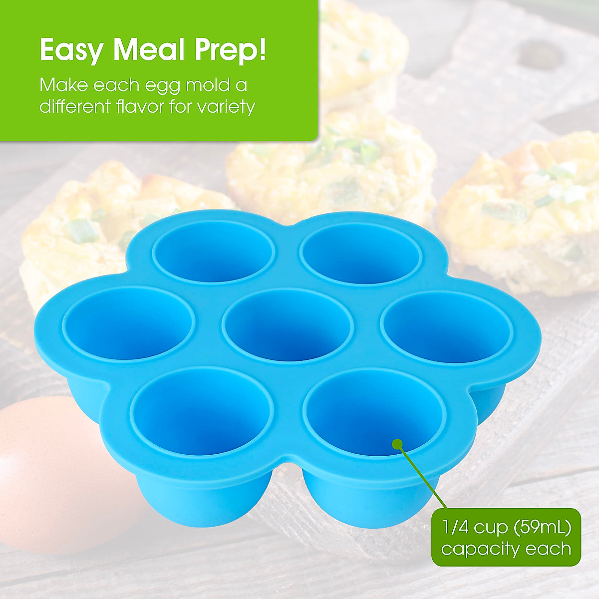 7Penn Silicone Egg Bite Molds Compatible with Instant Pot - 2-Pack Sous Vide Egg Bite Maker Accessory and Lifting Sling