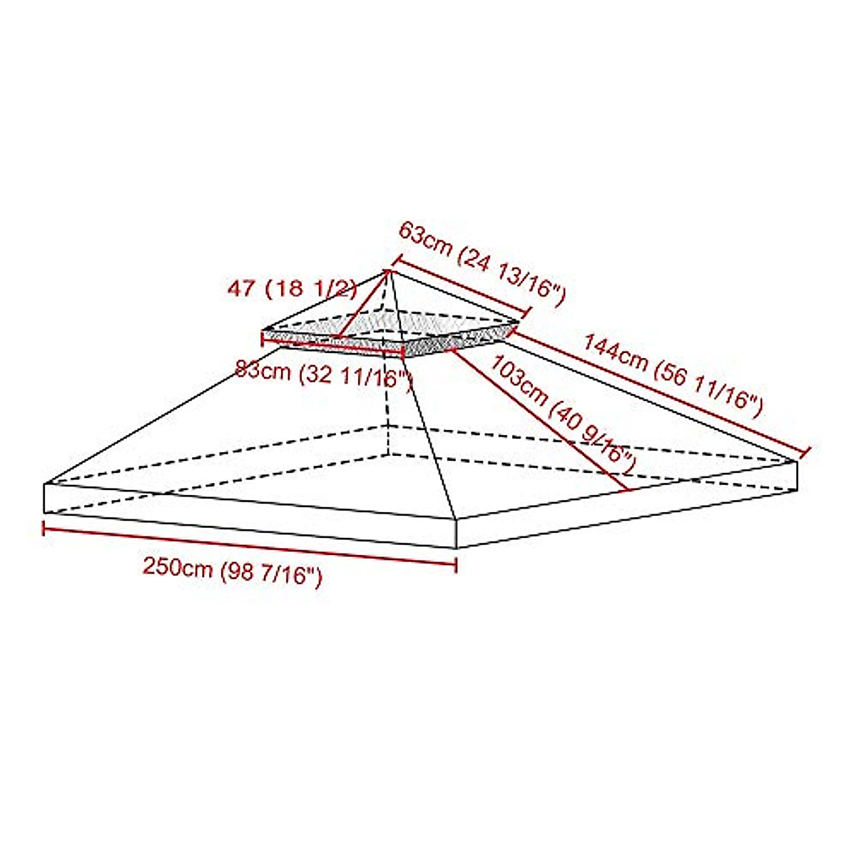 Yescom 8'x8' UV30+ Gazebo Canopy Replacement Top Cover Grey for Dual Tier Outdoor Patio Garden Tent Y0088T09