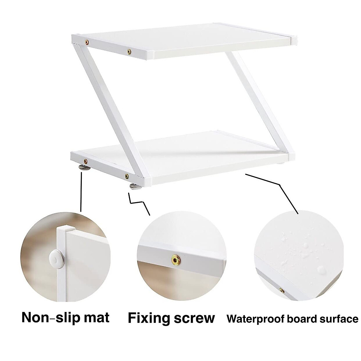 infini Printer Stand Multi-Purpose Desktop Organizer Printer Storage Rack and Shelf 2-Layer Desktop Storage Shelf Desktop Printer Stand with Paper Storage Very Suitable for Home or Office (White)
