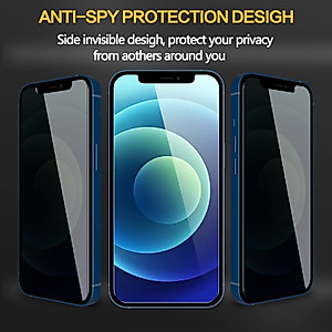 Solnern 2 Pack Privacy Screen Protector for iPhone 12 Pro 6.1 Inch with 2 Pack Camera Lens Protector, Anti Spy Tempered Glass Film, Anti-Scratch