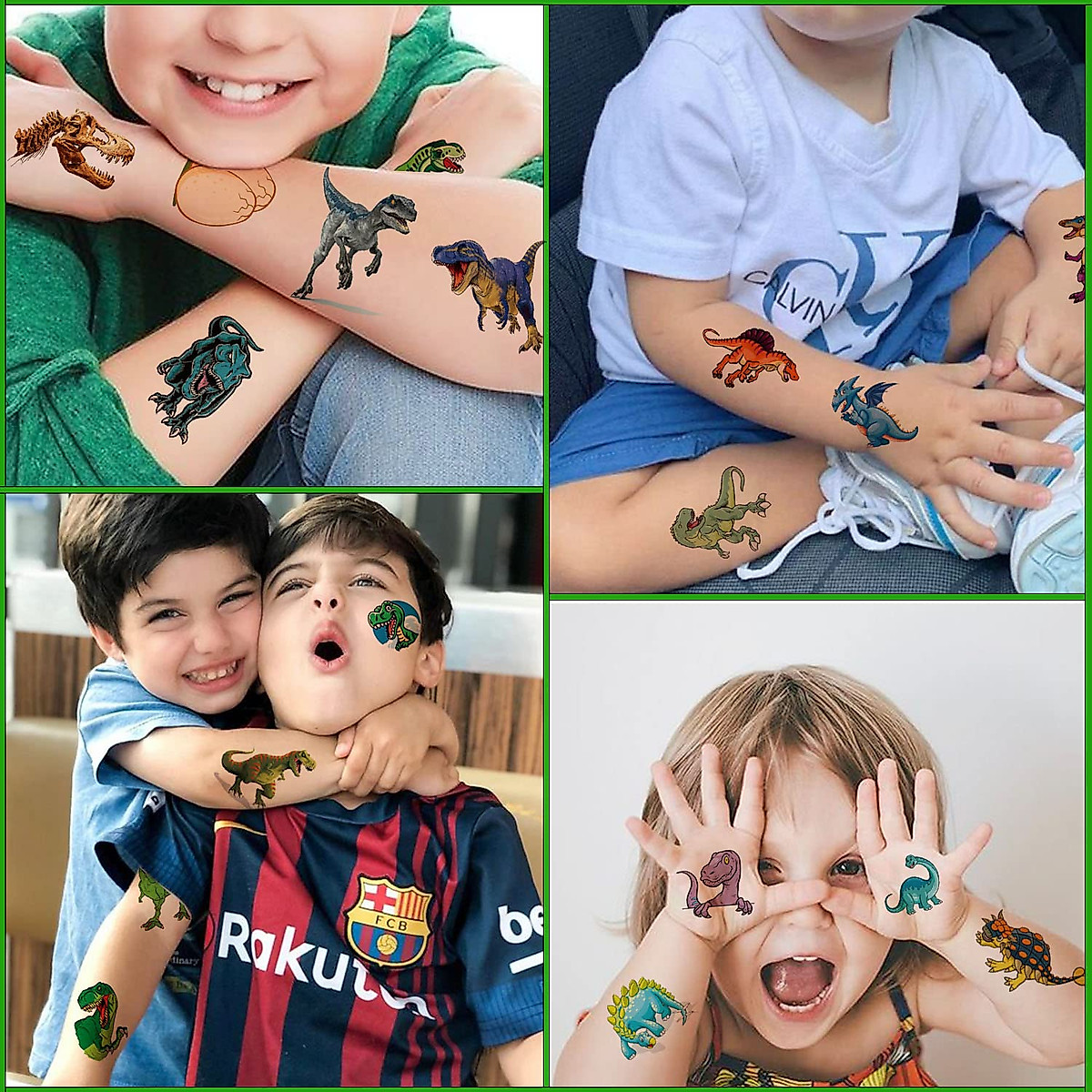 Tazimi 88 Sheets 3D Dinosaur Temporary Tattoos For Kids T-Rex Tattoo Sticker Dinosaur Tattoo Party Decoration DIY Temporary Tattoos Art