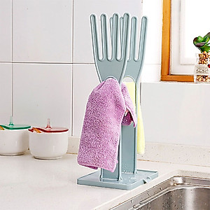 Everyfit Glove Drain Rack Glove Stand Holder Plastic Sink Stand Towel Storage Multi Use Tool, Towel Storage Holders, Kitchen Sink Shelf Food Storage Bag Holder gloves drying accessories holder (Blue)