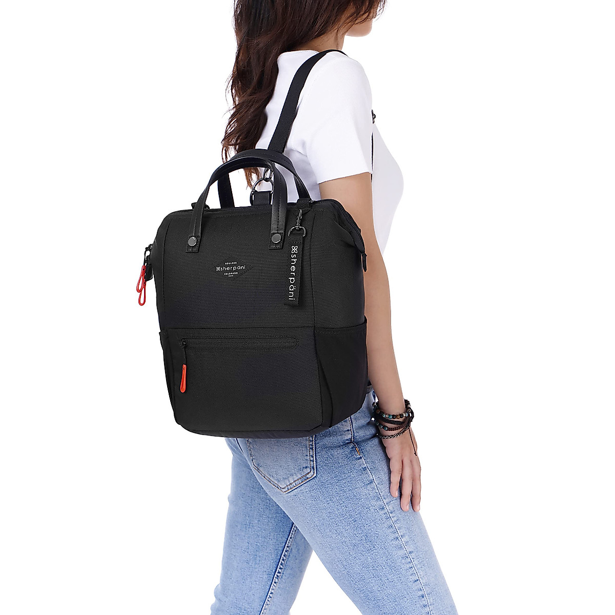 Sherpani Dispatch, Convertible Backpack Tote, Travel Backpack, Crossbody Bags for Women, Laptop Backpack, Fits 13 Inch Laptop (Raven V1)