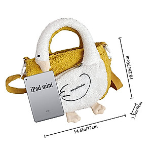 XACKWUERO Cute Plush Goose Bag Funny Cartoon Goose Purse Tote Handbag Large Capacity Crossbody Bag Novelty Purses for Women (Blue)