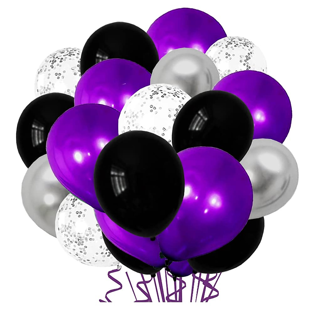 Black and Purple Balloon Garland Kit, Black and Purple Decorations Purple Black Silver Arch Kit for Graduation Birthday Halloween Party Party Decorations