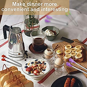 8PCS Silicone Mini Tongs, 5Inch Hand Shape Food Tongs, Colourful Small Kids Tongs for Serving Food, Ice Cube, fruits, Sugar, Barbecue by Sunenlyst (Palm sharp)