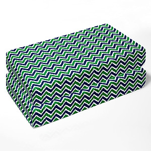 Bacati - 2 Pack Crib Fitted Sheets - Mix and Match Ikat Zigzag Chevron Soft Breathable 100% Cotton Percale Baby Sheets - Fits Standard 28 x 52 X 5 inches Crib & Toddler Mattresses(Navy Green)