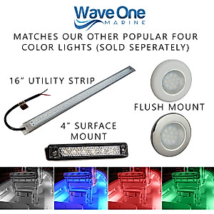 Wave One Marine | Flush Mount 3" RGBW Internal Driver LED Courtesy Boat Light | RV Accent | Interior Exterior Deck Transom Cockpit T Top | Waterproof IP67 (White Bezel)
