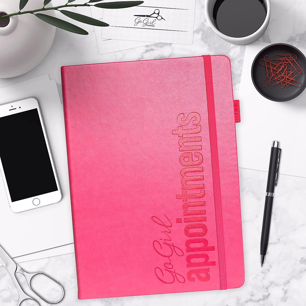 GoGirl Salon Appointment Book – Reservation Book for Beauty Salons, Spas, Hair Stylists, Estheticians – Appt Booking Planner, 7x10″ (Hot Pink)