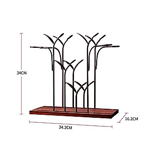 YFQHDD Iron Wire Forest Leaf Wine Rack Stand Hanging Drinking Glasses Stemware Rack Shelf Wine Bottle & Glass Cup Holder Display (Color : E, Size