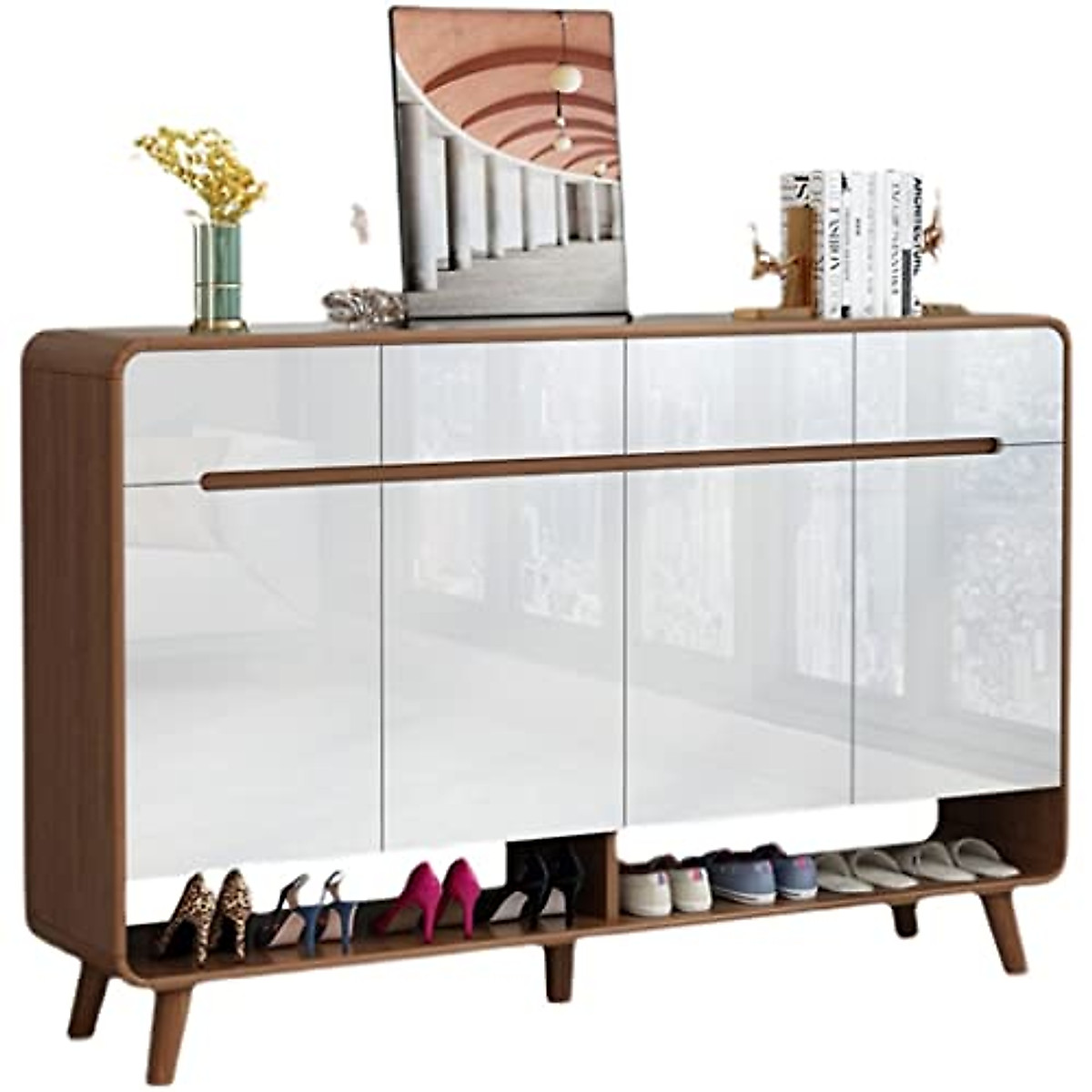 LDCHNH Multilayer Display Shoerack Wood Assembly Narrow Bedroom Shoe Rack Entryway Stackable