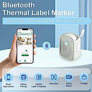 NOKLEAD H68 Bluetooth Label Maker Machine: Small Rechargeable Thermal Sticker Printer with Tape, Multiple Templates and Smart APP Control for Office School and Home Organizing