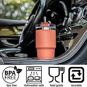 ALINK 8 Pack Replacement Glass Straws for Stanley 40 oz 30 oz Tumbler, 12 in Long Reusable Clear Straws for Stanley Cup Accessories, Half Gallon Bottle, Plus 2 Cleaning Brush