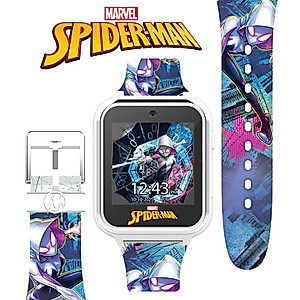 Accutime Spiderman Ghost Spider Educational Learning Touchscreen Kids Smartwatch - Multicolor Strap- Toy - Girls, Boys, Toddlers - Selfie Cam, Games, Alarm, Calculator, Pedometer (Model: SPD4935AZ)