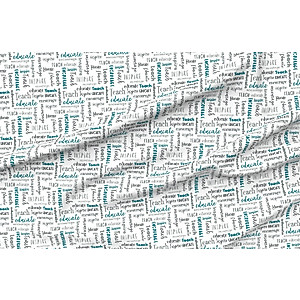 Spoonflower Fabric - Educate Inspire Gray Teal School Typography Education Teacher Mentor Printed on Petal Signature Cotton Fabric Fat Quarter - Sewing Quilting Apparel Crafts Decor
