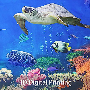 MitoVilla Tropical Ocean Shower Curtain Set with Bathroom Rugs and Mats, Blue Underwater Seascape of Coral Reef and Fish Sea Turtle and Shark Bathroom Sets with Shower Curtain and Rugs and Accessories