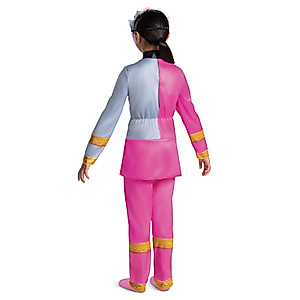 Pink Power Ranger Costume for Girls, Official Dino Fury Power Ranger Suit with Mask, Kids Size Small (4-6x)