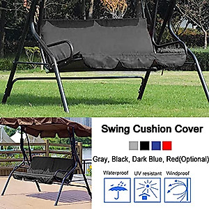 AMONIDA Swing Cushion Cover, 190T Polyester Taffeta Porch Swing Cushions, Three Seaters Patio Swing Replacement Cushions for 3-Seats Swing Seats(150x50x10cm)(Black)