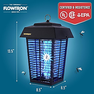 Flowtron Bug Zapper, 1 Acre of Outdoor Coverage with Powerful 40W Bulb & 5600V Instant Killing Grid with Mounting Bracket & Mosquito Attractant Cartridge