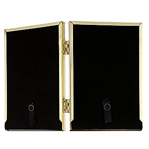 YiPinYin 4x6''Hinged Double Simply Gold Metal Picture Frame, Elegant Narrow Plated Metal Photo Frames 4 x 6'' With Soft Touch Velvet Backing for Desktop