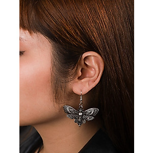 HAQUIL Deathhead Hawkmoth Skull Dangle Drop Earrings for Women, Zinc, Skull Jewelry Gift