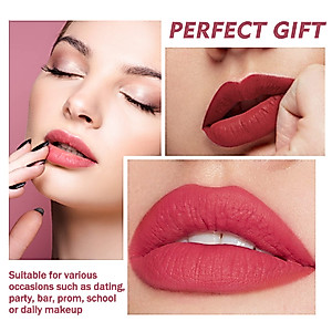 NVLEPTAP 3 Colors Matte Lipstick Set Lazy Lipstick Waterproof Long Lasting High Pigmented Lip Gloss Non-stick Cup Velvet Lip Stick Stain Lip Makeup for Women Girls（Set A）