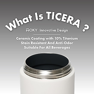 WOKY TICERA All-P 28oz Titanium Ceramic Coated Tumbler – Insulated, Leak-Proof Thermos with Straw & Silicone Pad, Perfect for Hot & Cold Drinks, Reusable for Gym, Travel & Daily Use (White)