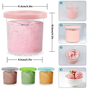 Nepfaivy Containers Replacement for Ninja Creami Pints and Lids - 4 Pack 16oz Creami Pint Containers Compatible with NC299AMZ & NC300s Series Ninja Ice Cream Maker, Creamy Pints Dishwasher Safe