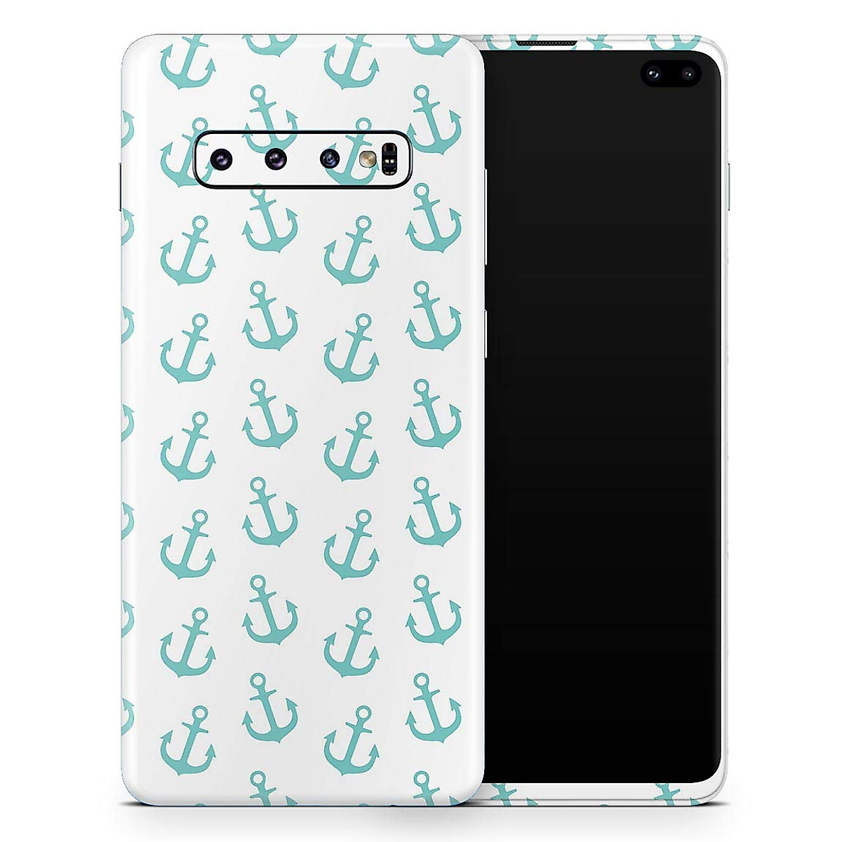 DesignSkinz Teal Micro Anchors Protective Vinyl Decal Wrap Skin Cover Compatible with The Samsung Galaxy S20 (Screen Trim & Back Glass Skin)