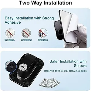 Window Safety Locks Self Adhesive AOSITE 2 Pack Baby Window Restrictor with Key UPVC Window Locks Child Safety Cable Lock Pet Window Restrictors No Drilling Kids Refrigerator Lock for Childproof