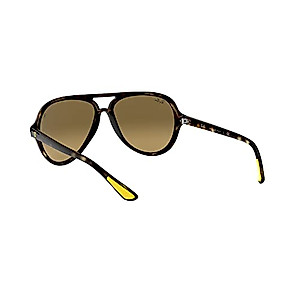 Ray-Ban RB4125M Scuderia Ferrari Collection Aviator Sunglasses, Havana/Brown Mirrored Gradient Grey, 57 mm