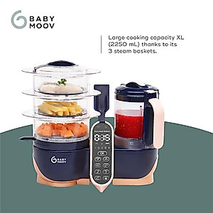 Babymoov Duo Meal Station XL, 6 in 1 Food Processor with Steamer, Multi-Speed Blender, Warmer, Defroster & Sterilizer (Nutritionist Approved), pink