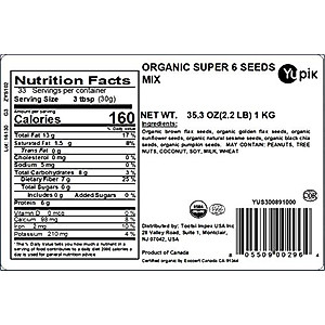 Yupik Organic Super 6 Seeds Mix, 2.2 lb, Non-GMO, Vegan