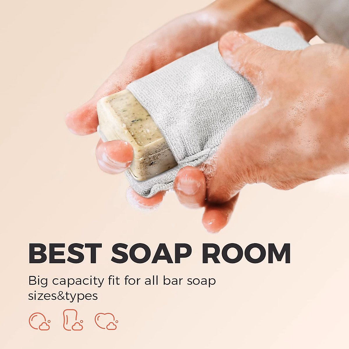 ZOMCHI 2 Pieces of Soap Bags with Gentle Roughness, Soap Savers for Bar Soap, Body Scrubbers for Use in Shower, Soap Exfoliating Bag
