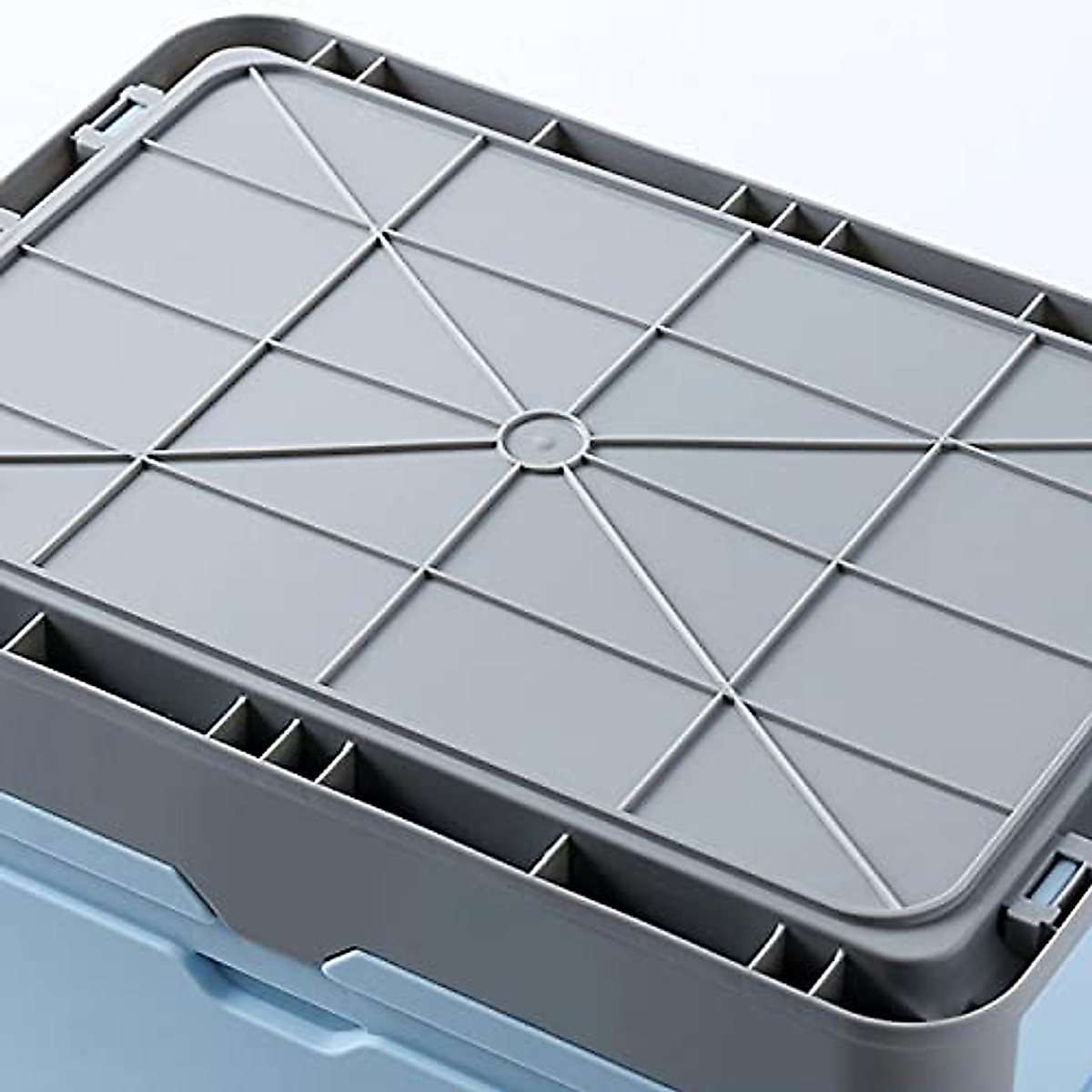 Collapsible Storage Bins with Lid&Handle Stackable Organizer Bins, Blue, 2 Pack