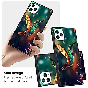KOLHUBI Case Compatible with iPhone 13 Pro Max Designer Hummingbird Art-067 Metal-Plated Protective Cover Unique Design Suitable for Wireless Charging iPhone 13 Pro Max Fashion Pattern