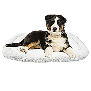 Long Rich HCT ERE-001 Super Soft Sherpa Crate Cushion Dog and Pet Bed, White, By Happycare Textiles, Standard style, 24 x 18 inches