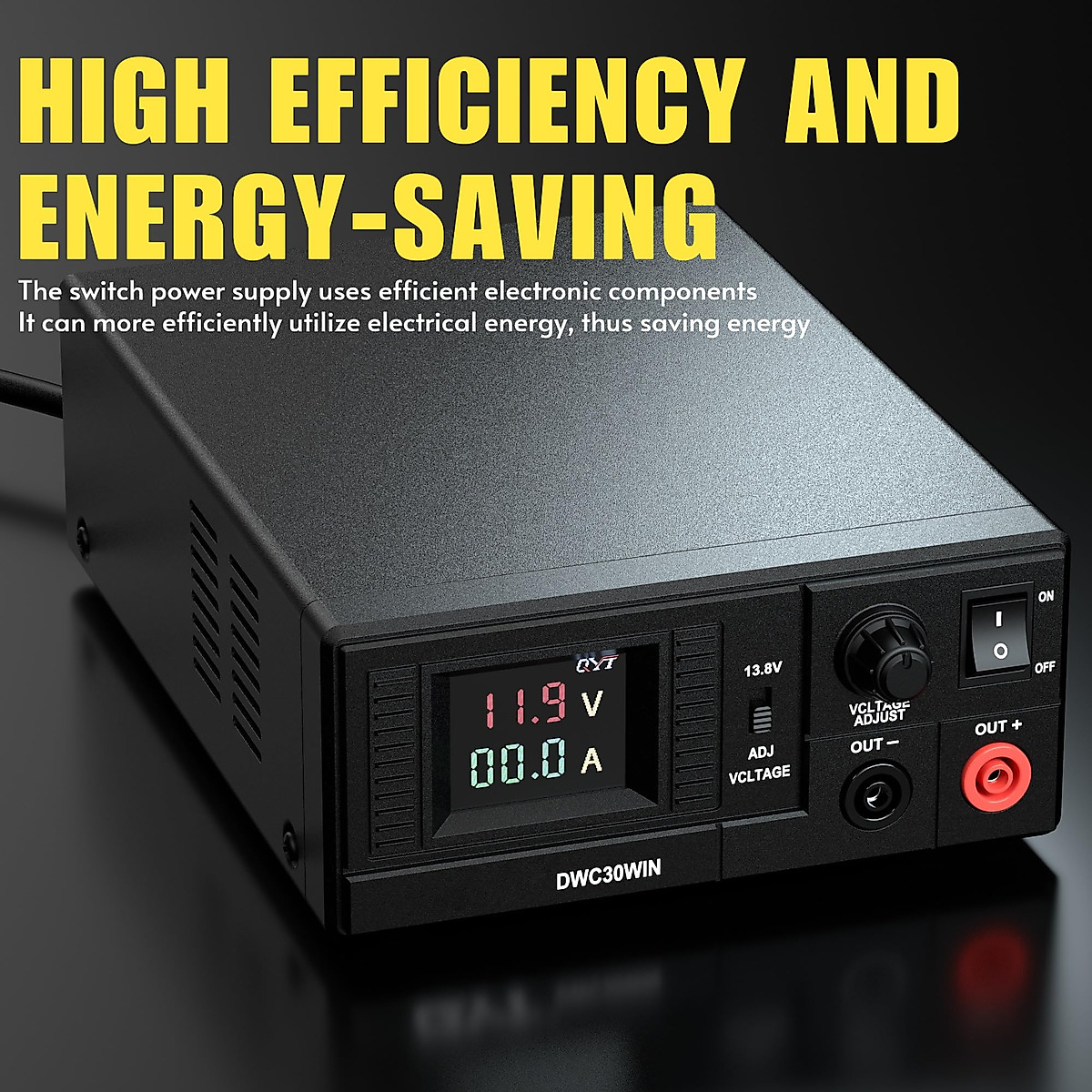 Switching Power Supply 13.8V 30A Peak Current for 110V AC Converter Power Supply 7.5V to 15.8V Adjustable with LCD Display for Powering HAM Radio