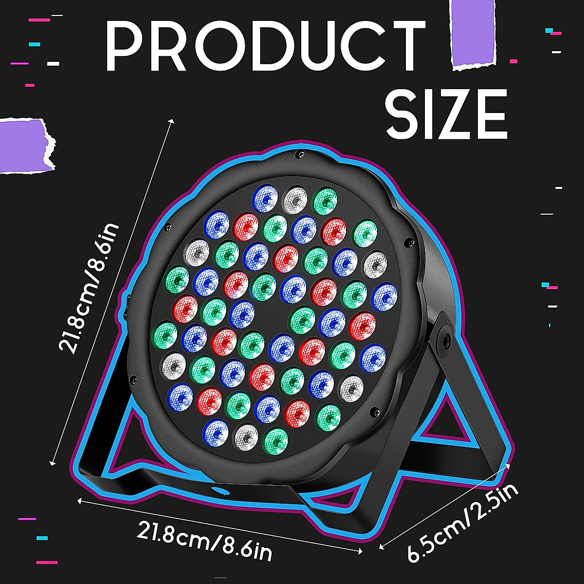 8PCS LED Stage Lights RGB - 54x3W DJ Par Lights,Gradient,DMX Controlled Sound Activated Auto,Strobe Wash Lights for Party Home Wedding Concert Church Festival Dance Floor Lighting