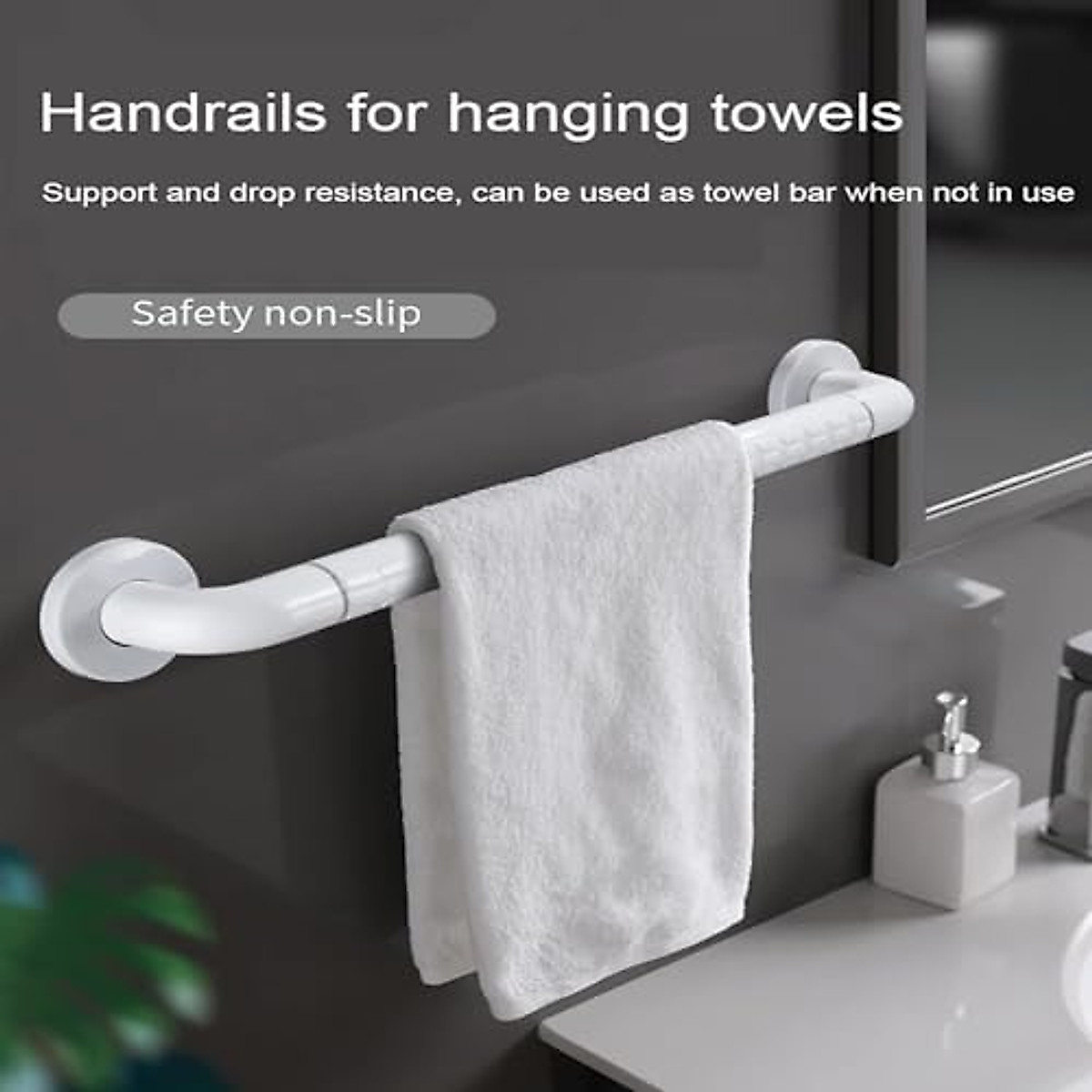 Psmpeng Bathroom Grab Rails 304 Stainless Steel Shower Handle Bathtub Grab Bar with Safety Circles Handrail ?for Elderly Disabled Toilet Seniors Kitchen(Black,30cm)