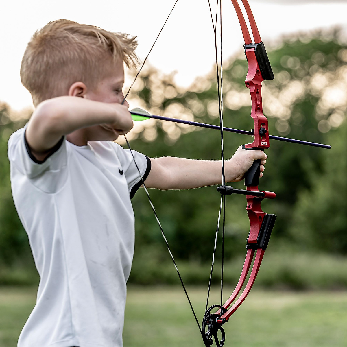 Genesis Mini Youth Compound Bow and Arrow Archery Set, Right Hand, Red