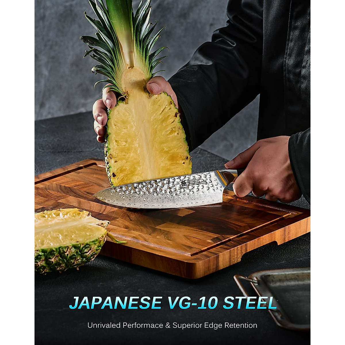 KYOKU Gin Series Chef Knife, 8" All Purpose Kitchen Knife, Japanese VG10 Damascus Stainless Steel Knife with Silver Ion Blade G10 Handle Mosaic Pin, Professional Knife for Meat Fruit Vegetables