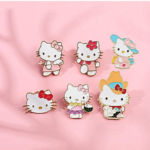6 Pcs Anime Kitten Pins Anime metal Pins for Clothing Backpack Decoration Gift