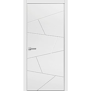 Solid French Door 18 x 80 inches | Planum 0990 Painted White | Single Regular Panel Frame Trims Handle | Bathroom Bedroom Sturdy Doors